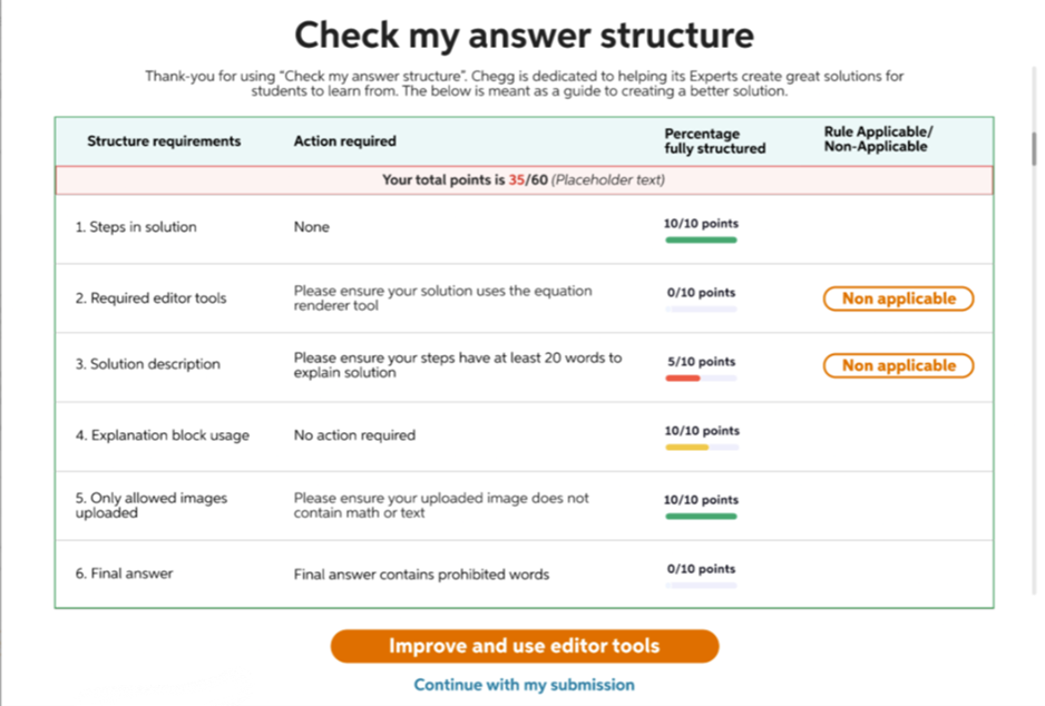 Check My Structure: A Feature To Create Better-Structured Chegg Solutions